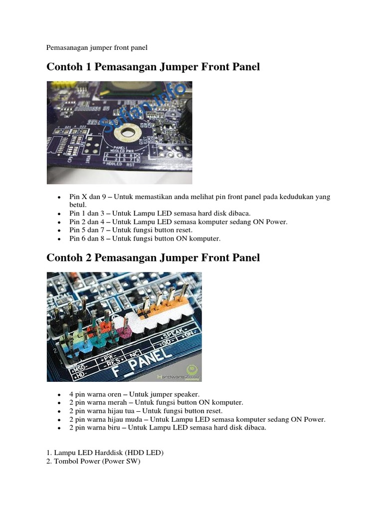 Pemasanagan Jumper Front Panel | PDF