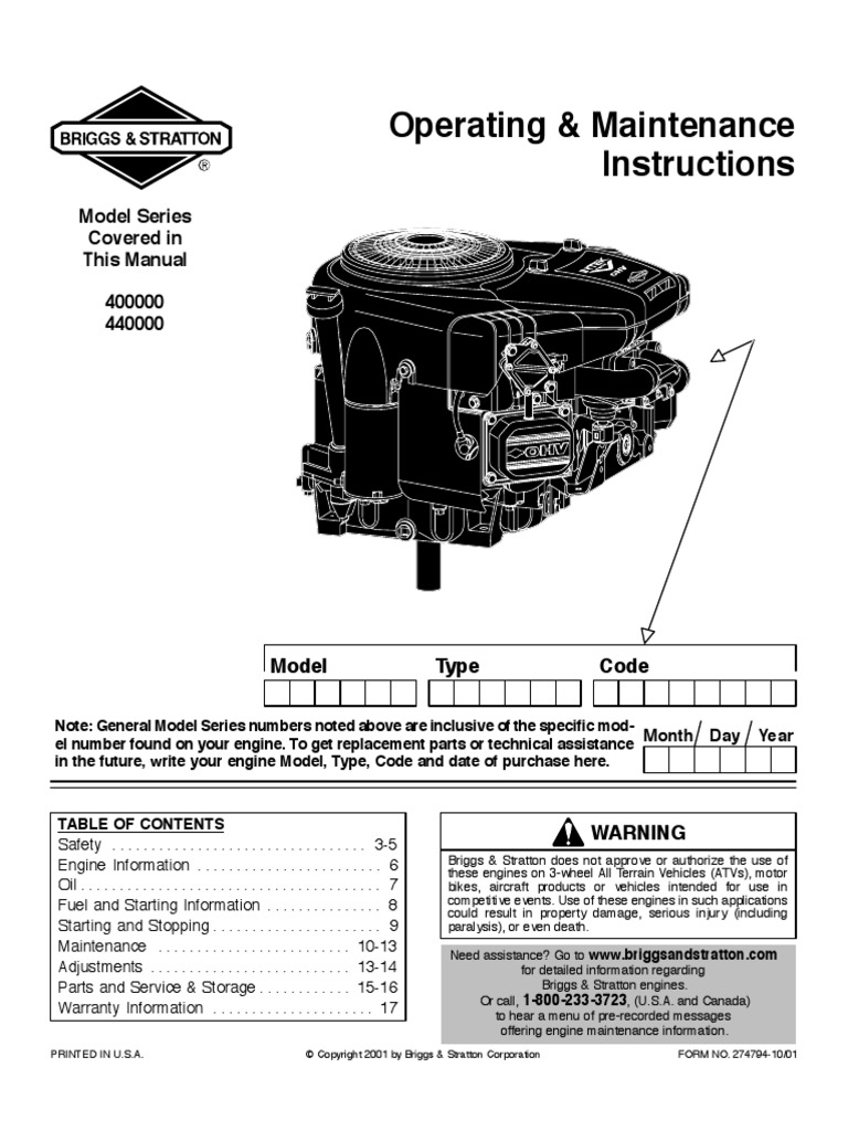 Briggs Intek 25HP V-Twin Manual - 274794 | PDF | Motor Oil | Gasoline