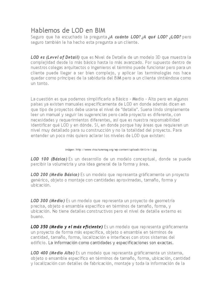 Niveles de LOD en BIM: Guía Esencial | PDF | Modelado de información de ...