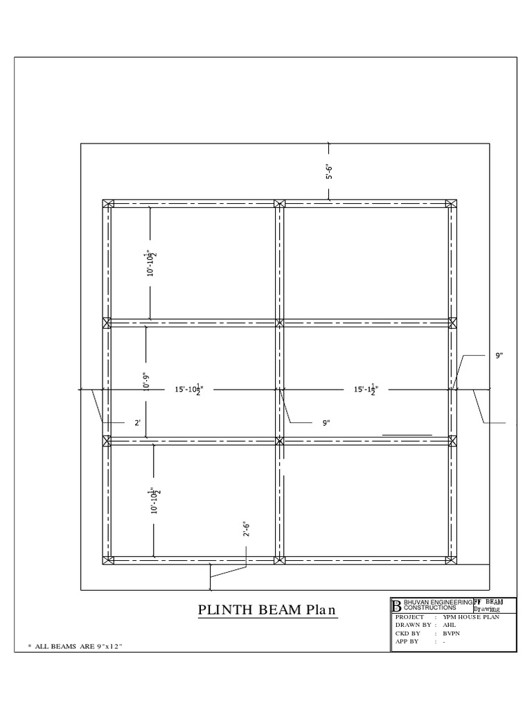 Plinth Beam Plan: All Beams Are 9"X12" | PDF