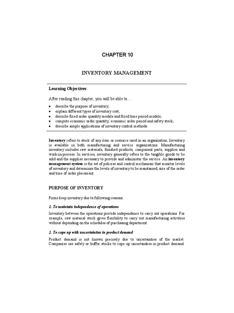 Chapter 10 | PDF | Inventory | Operations Management
