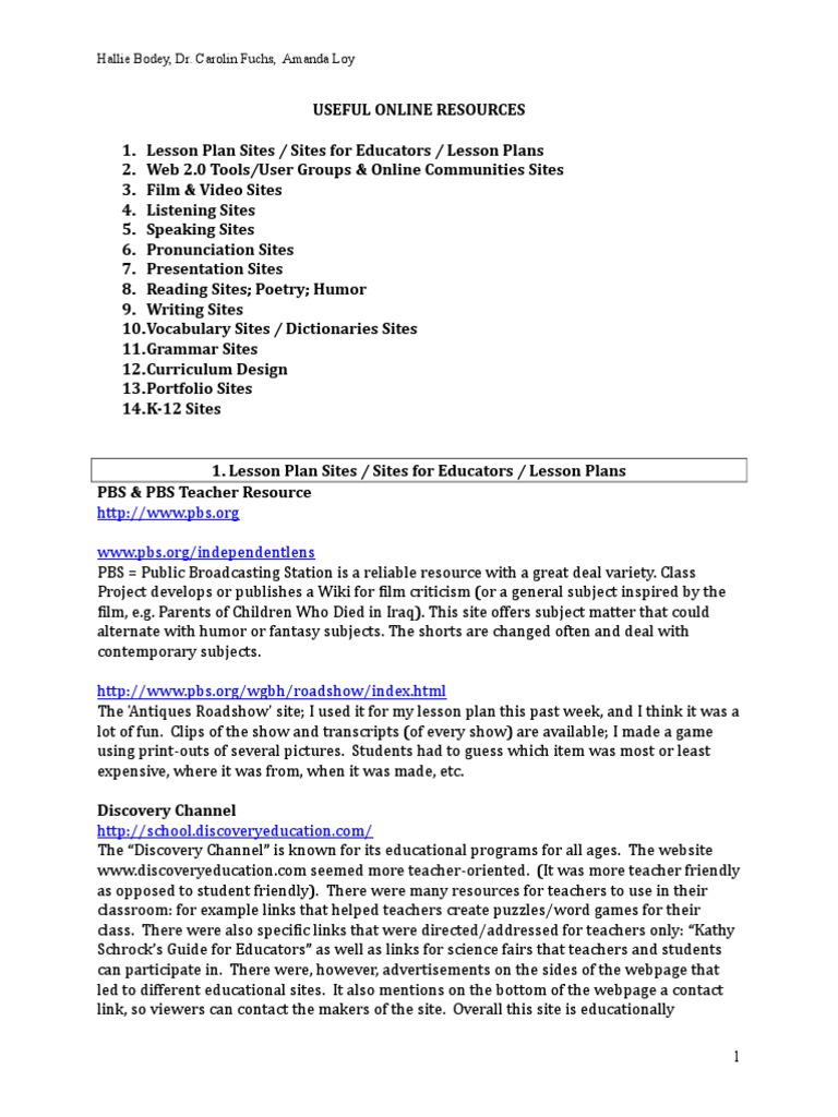 9 Useful-Online-Resources Webinar | PDF | English As A Second Or Foreign Language | Lesson Plan