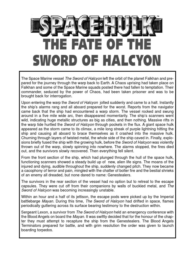 Space Hulk Mission - The Fate of The Sword of Halcyon Campaign (White ...