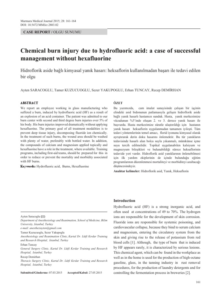 Hydrofluoric Acid Burn Case Study | PDF | Burn | Medicine