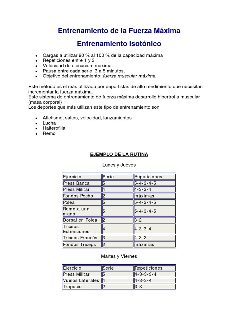 Entrenamiento de La Fuerza Máxima PDF | PDF | Entrenamiento de fuerza ...