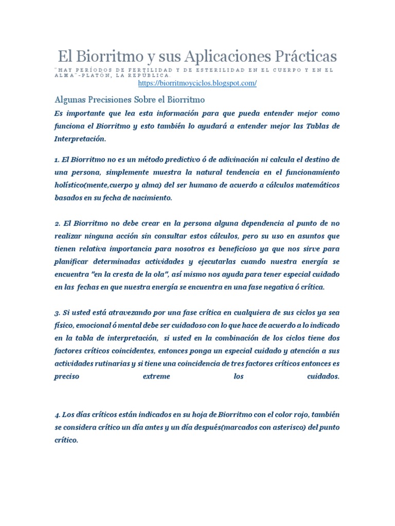 El Biorritmo y Sus Aplicaciones Prácticas | PDF | Fase (ondas) | Toma de decisiones