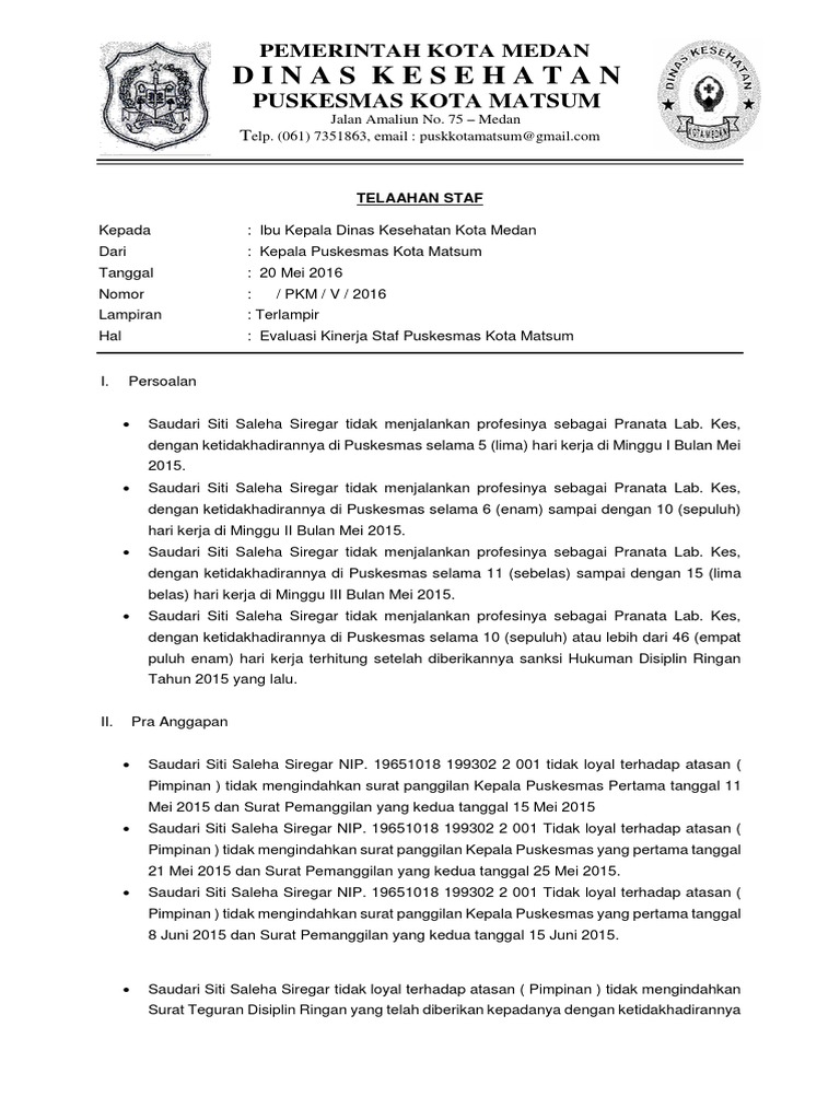 Contoh Telaah Staf Docx - Riset