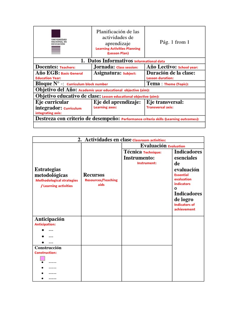 Lesson Plan Format in English | PDF | Plan de estudios | Aprendizaje