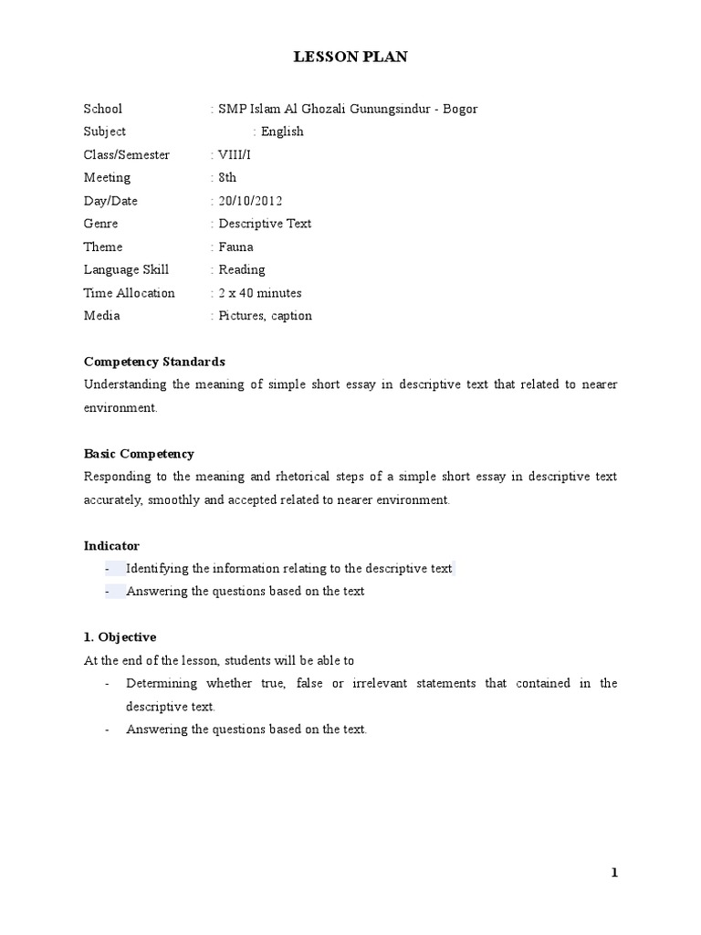 Lesson Plan: Competency Standards | PDF | Turtle | Lesson Plan