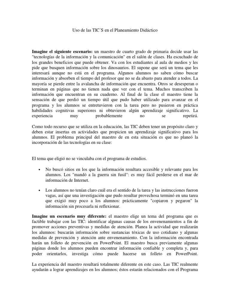 Planeación Didáctica con TICs | PDF | Planificación | Tecnología de información y comunicaciones