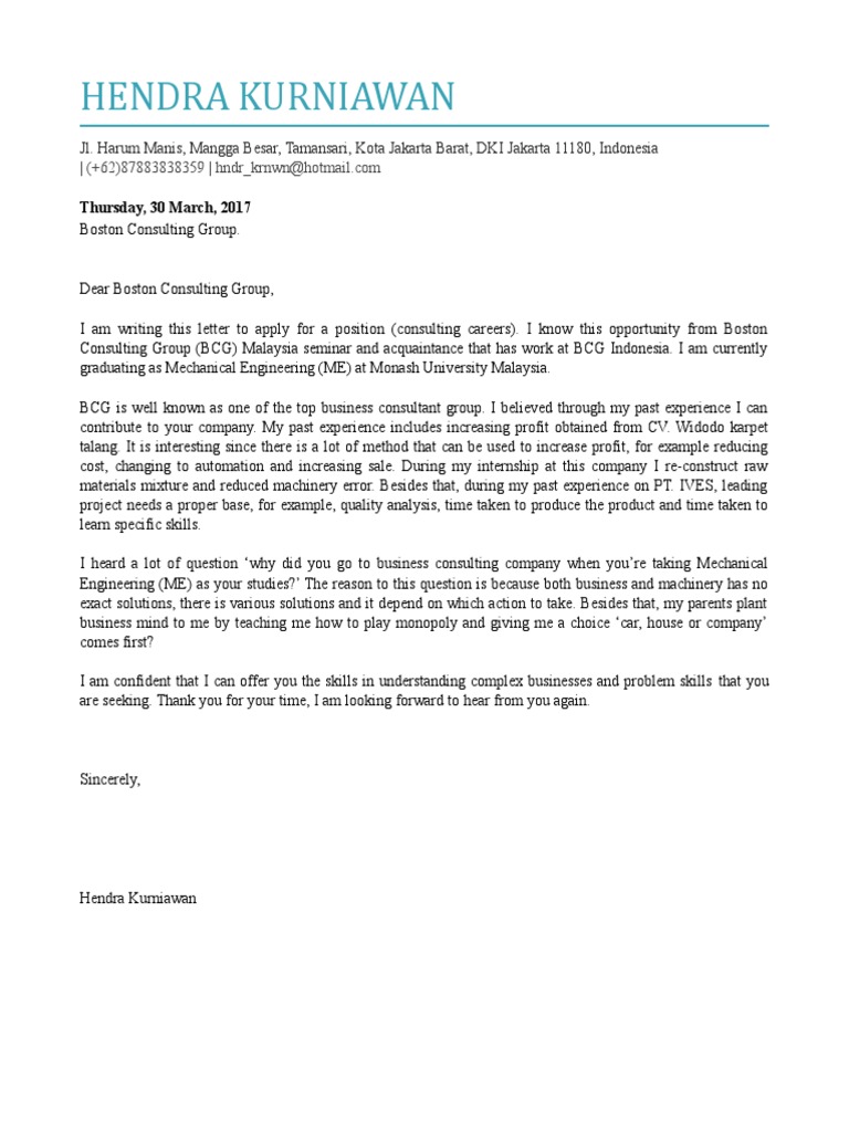 Cover Letter | Internship | Job Hunting