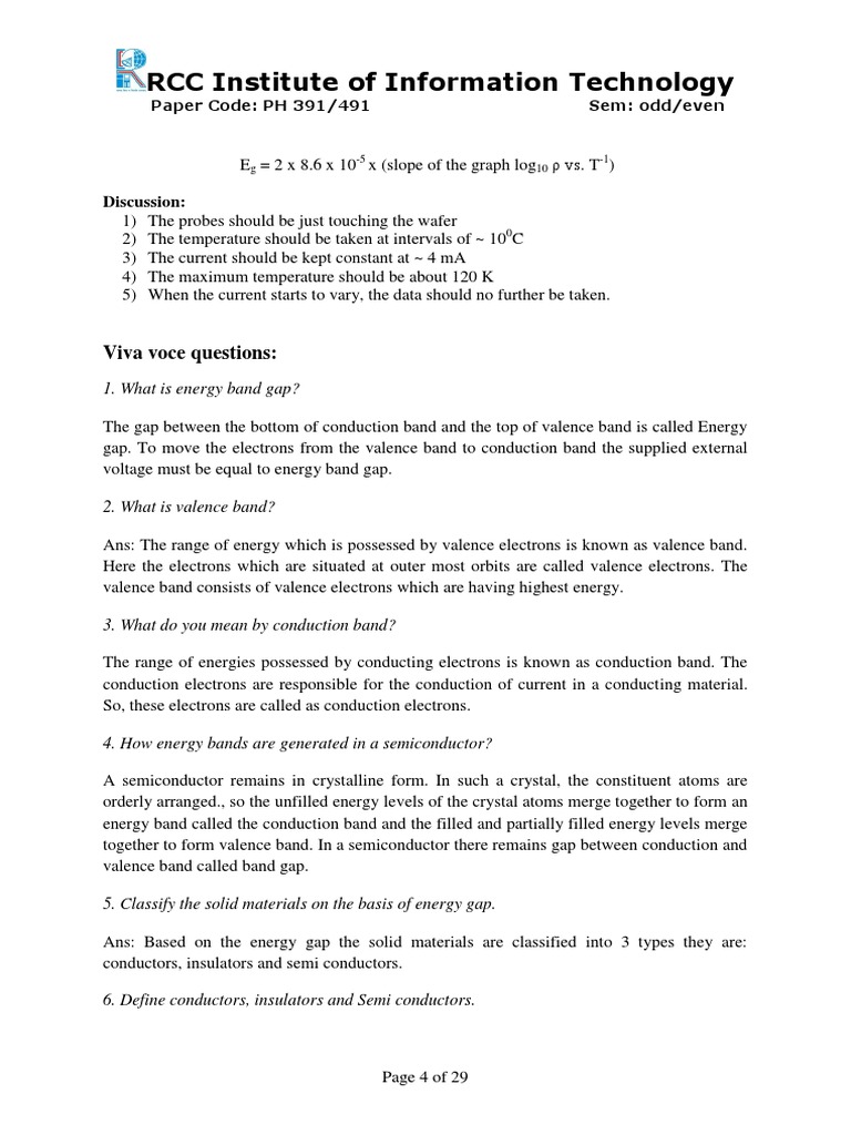 Physics Viva | PDF | Semiconductors | Electrical Resistivity And ...