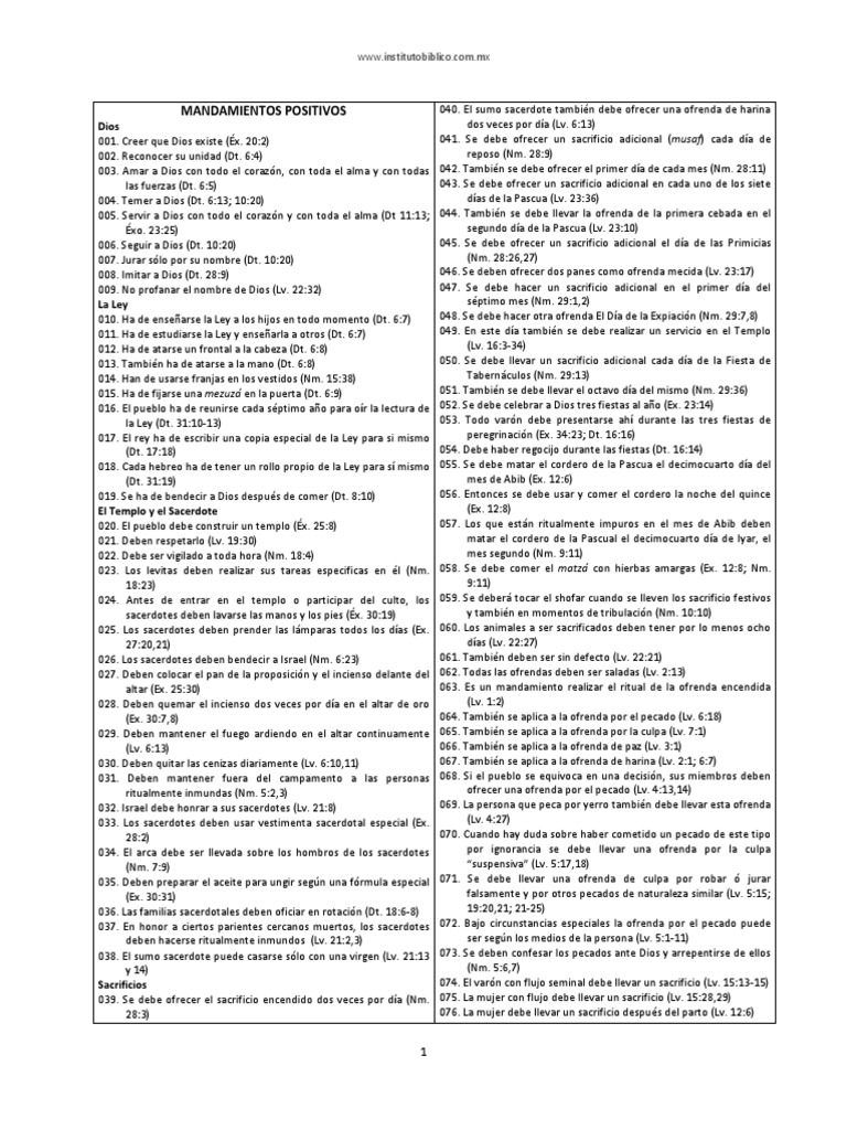 Lista de Los 613 Mandamientos de La Ley | PDF | Sacerdote | Rituales