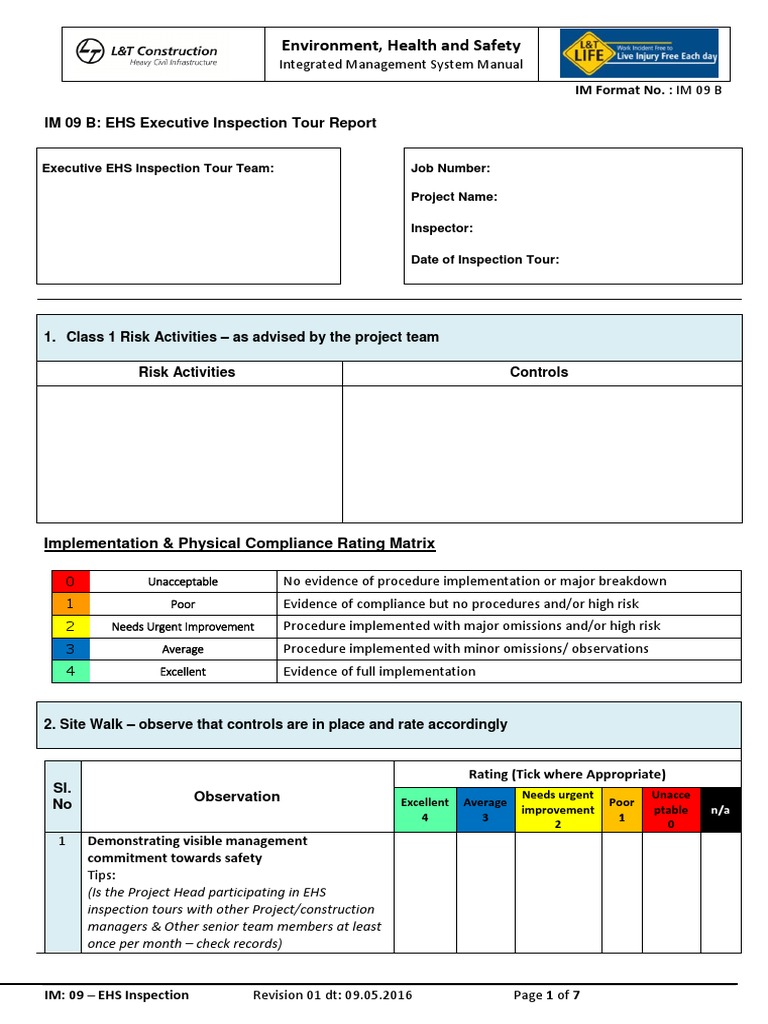 3.IM 09 B Executive Inspection Tour Form | Download Free PDF | Personal ...