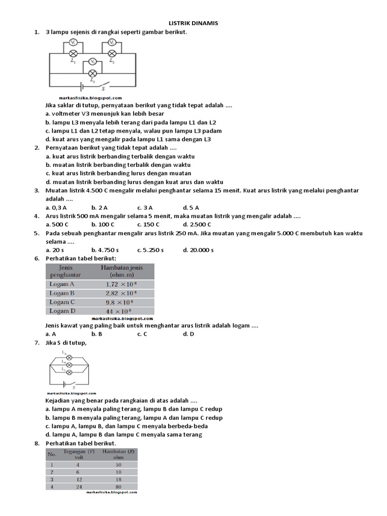 Soal Listrik Dinamis | PDF | Metode & Bahan Ajar | Sains & Matematika