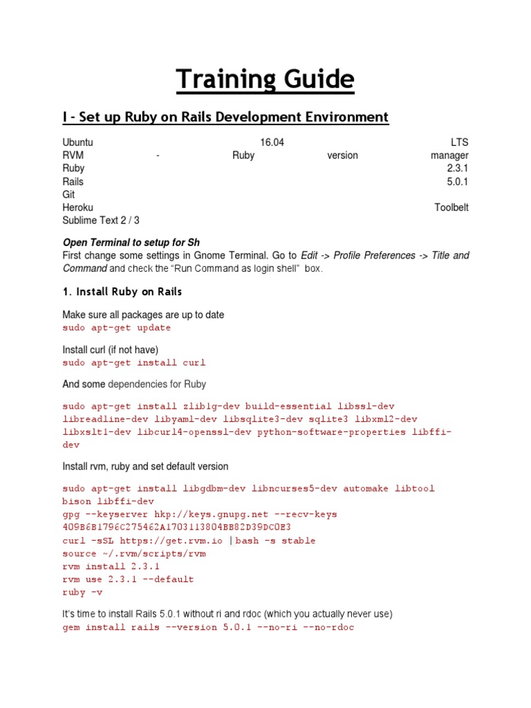 Setup Ruby On Rails Development Environment | PDF | Ruby On Rails | System Software