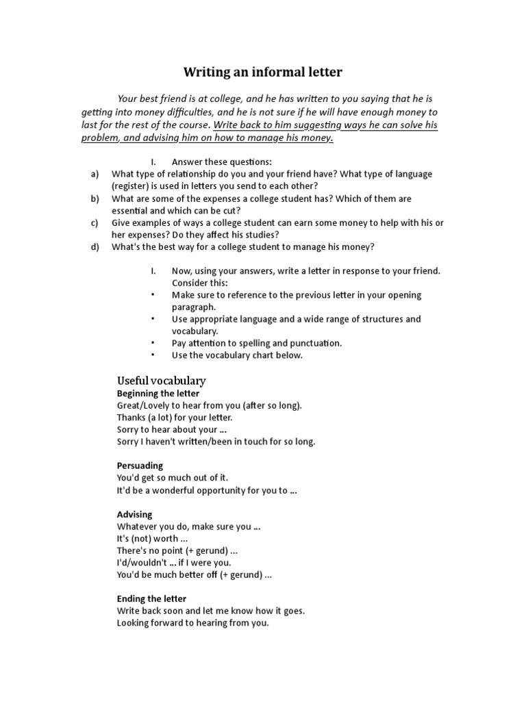 Writing An Informal Letter | PDF