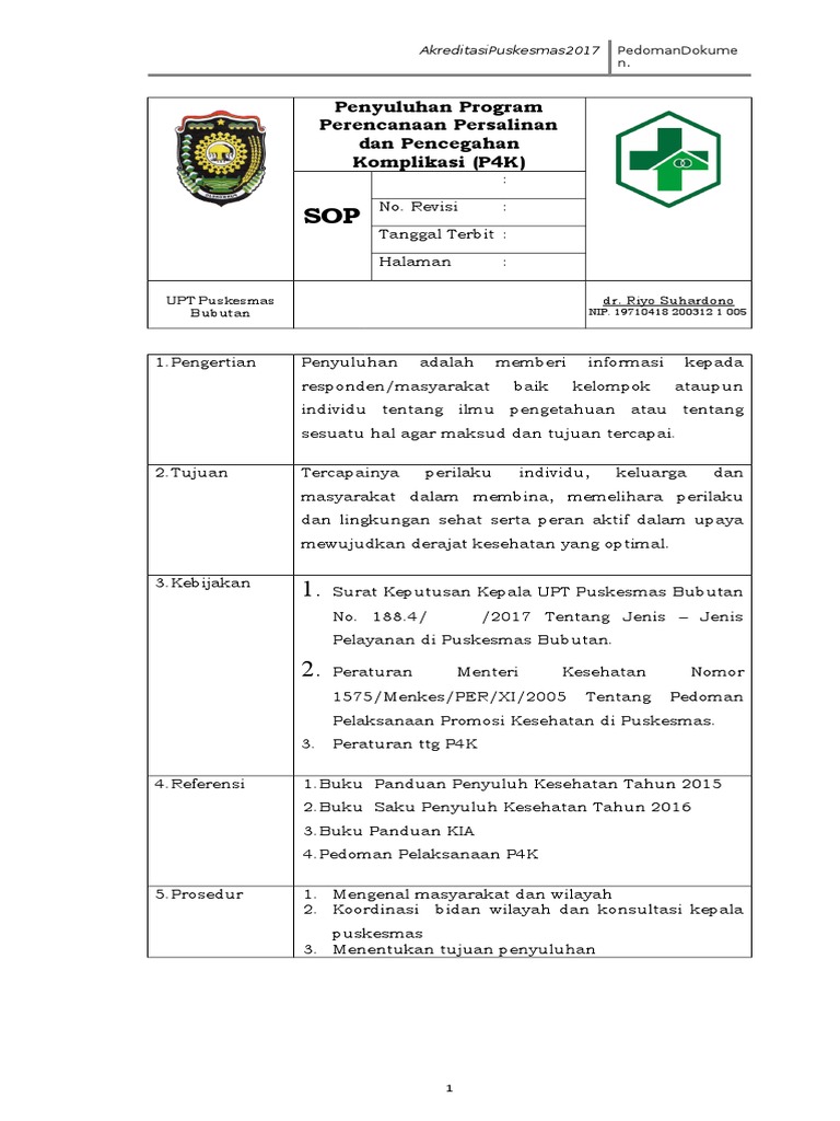 SOP Penyuluhan P4K | PDF