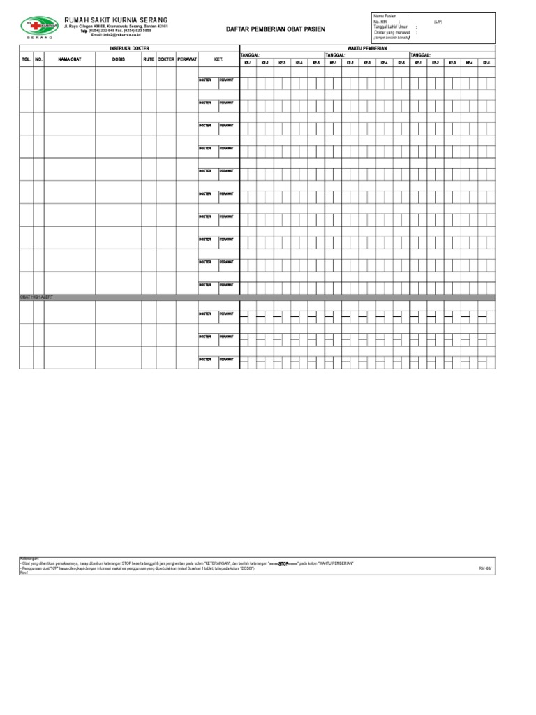 66-Formulir Daftar Pemberian Obat Pasien Rev 3 | PDF
