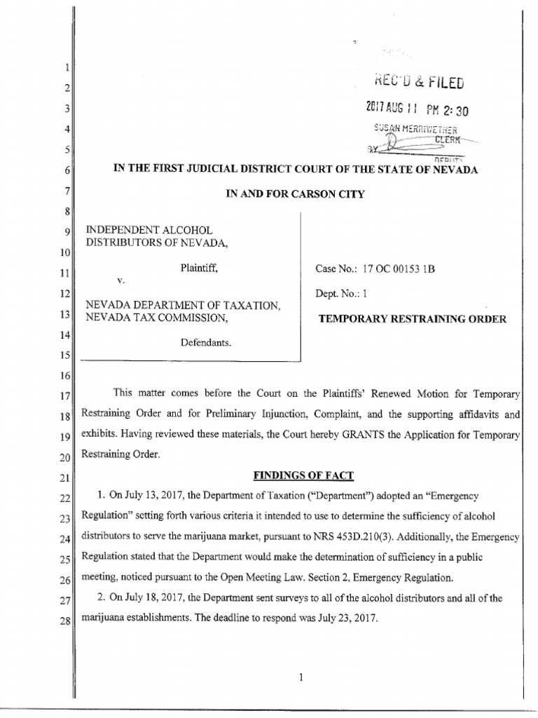 Temporary Restraining Order | PDF