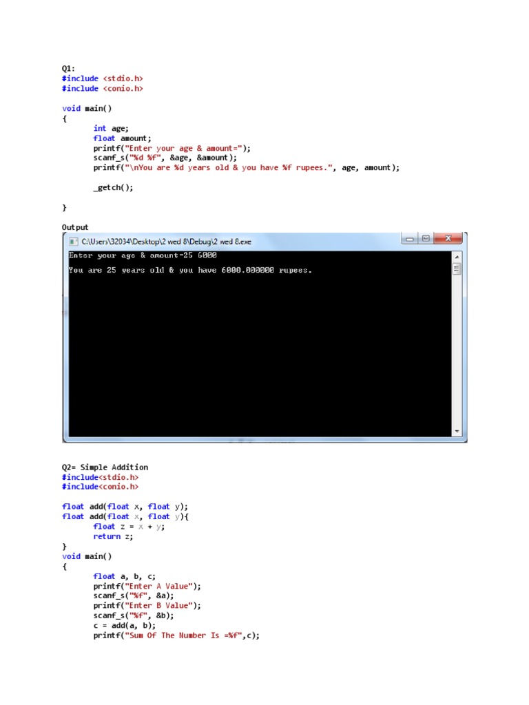 #Include #Include Void Int Float | PDF | Computer Libraries | Data