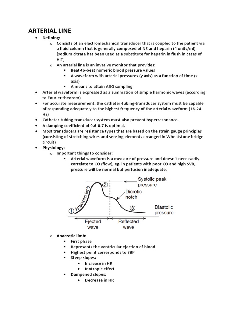 Arterial Line: Defining | PDF | Blood Pressure | Circulatory System