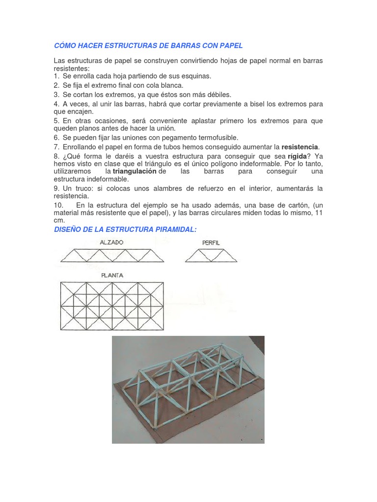 Cómo Hacer Estructuras de Barras Con Papel | PDF