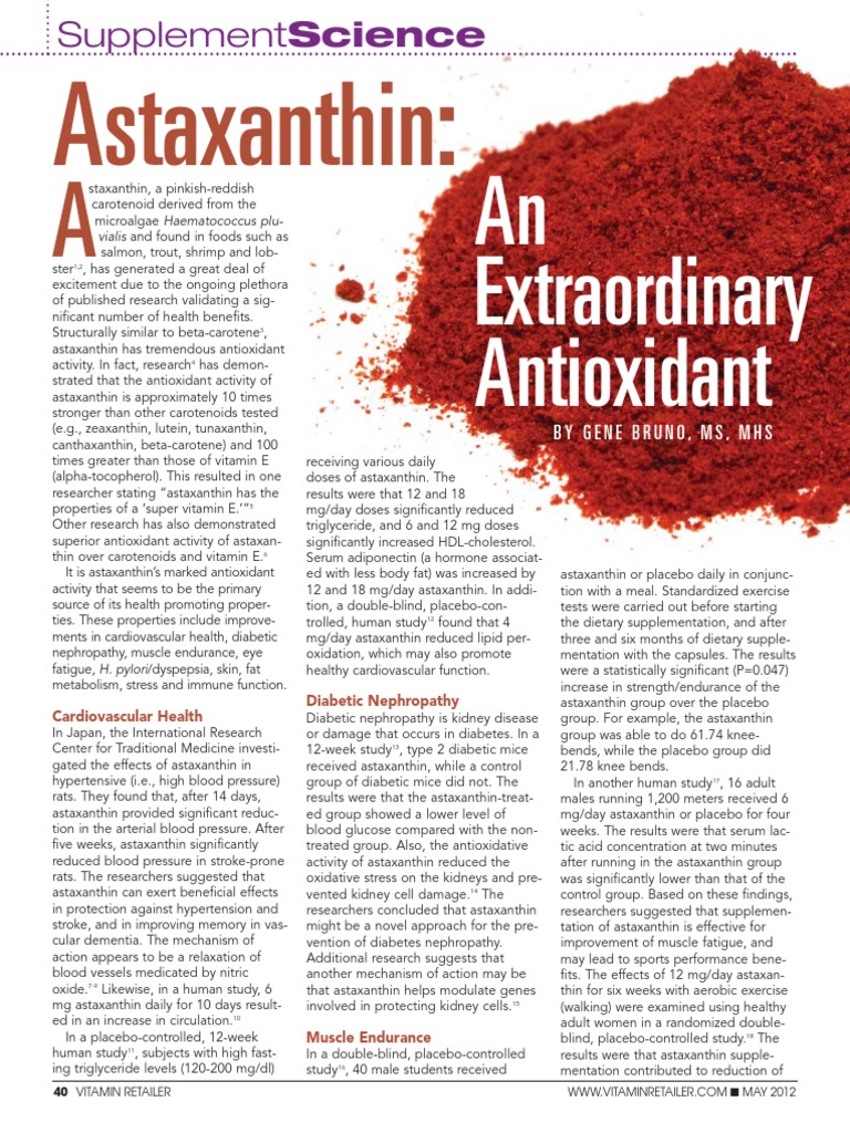 Astaxanthin:: An Extraordinary Antioxidant | PDF | Placebo Controlled Study | Hypertension