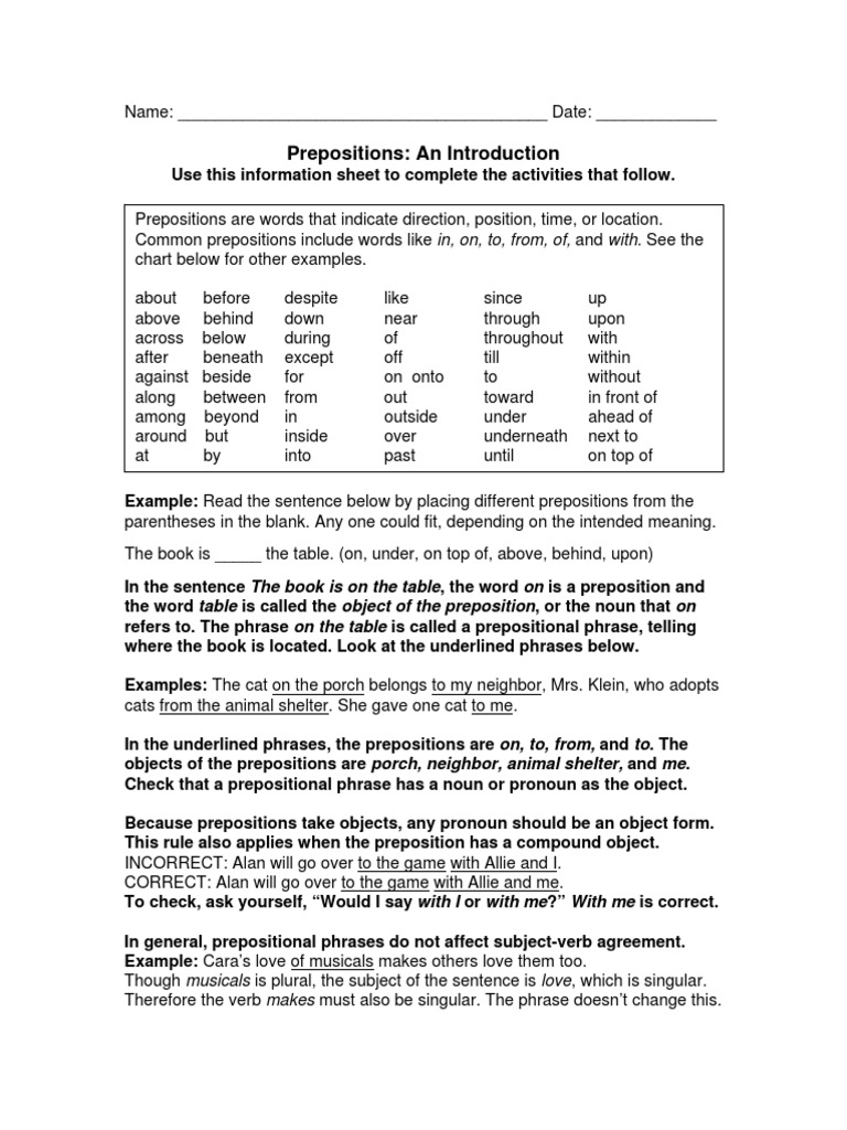 56 Prepositions PDF | PDF | Preposition And Postposition | Clause