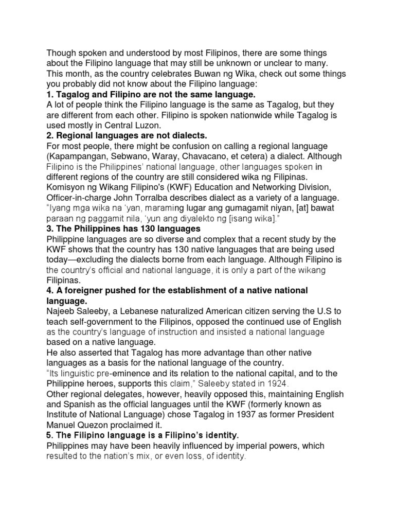 trivia 1 | Tagalog Language | Philippines