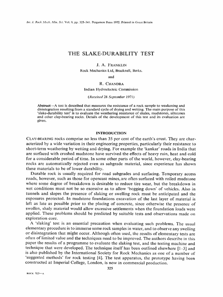 Slake Durability Test | PDF | Weathering | Adsorption
