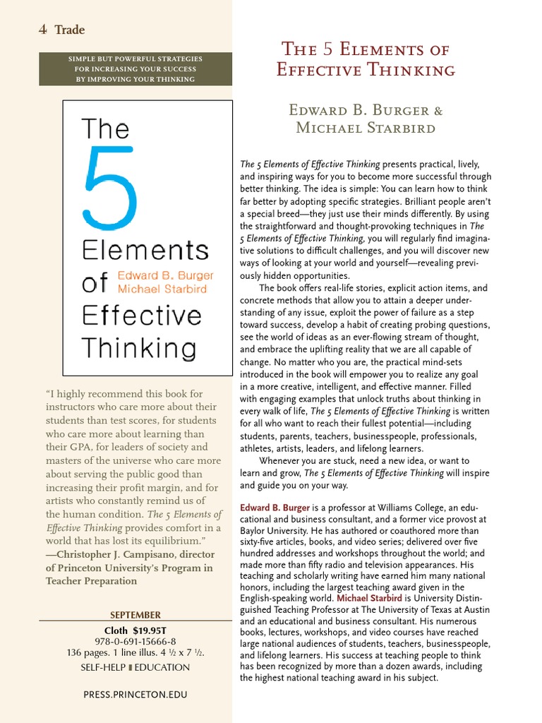 Burger - 5 Elements of Effective Thinking PDF | PDF | Learning | Teachers