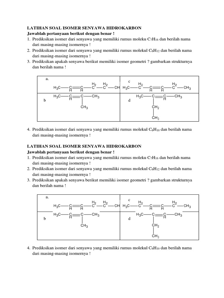 Latihan Soal Isomer | PDF | Seni & Disiplin Bahasa | Sains & Matematika