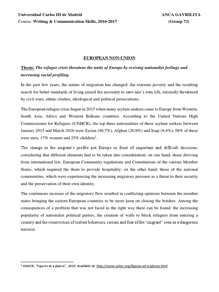 European Non Union | PDF | European Migrant Crisis | Refugee