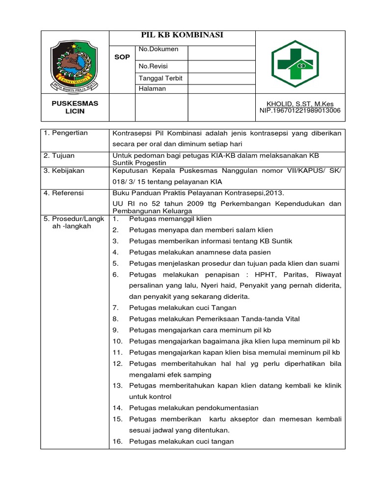 Sop Pil KB Kombinasi | PDF