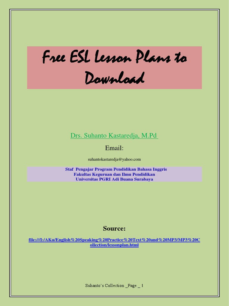 Free ESL Lesson Plans To Download | PDF | English Language | Question