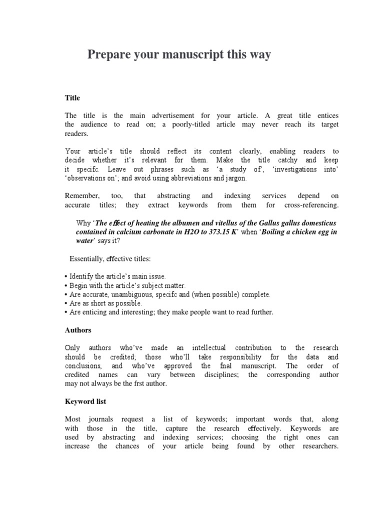 Tips for Writing Effective Manuscripts | PDF | Abstract (Summary ...