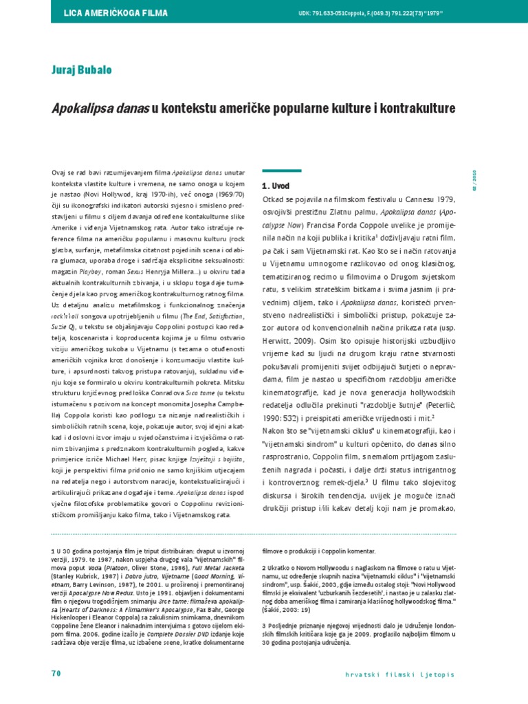 Apokalipsa Danas U Kontekstu Američke Popularne Kulture I Kontrakulture ...