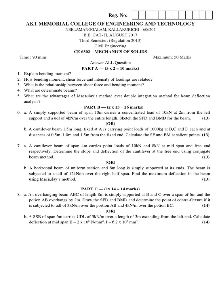 Ce 6302 Mos Cat Ii | PDF | Beam (Structure) | Mechanics