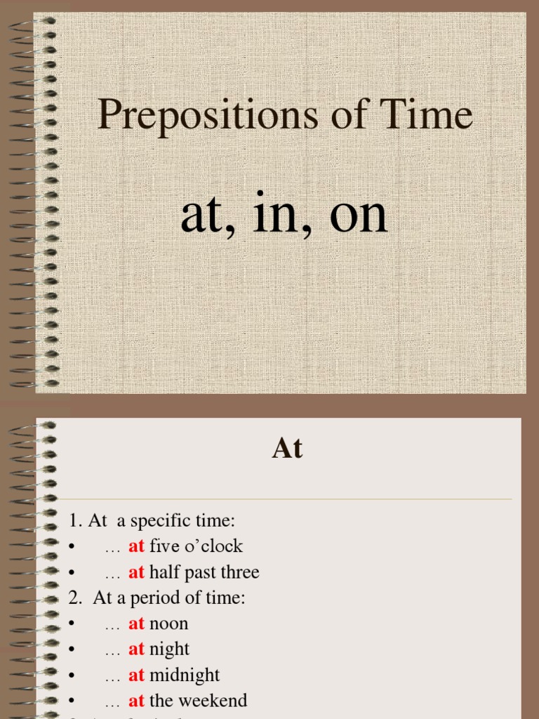 p3 Prepositions of Time at in On | PDF | Seasons | December Observances