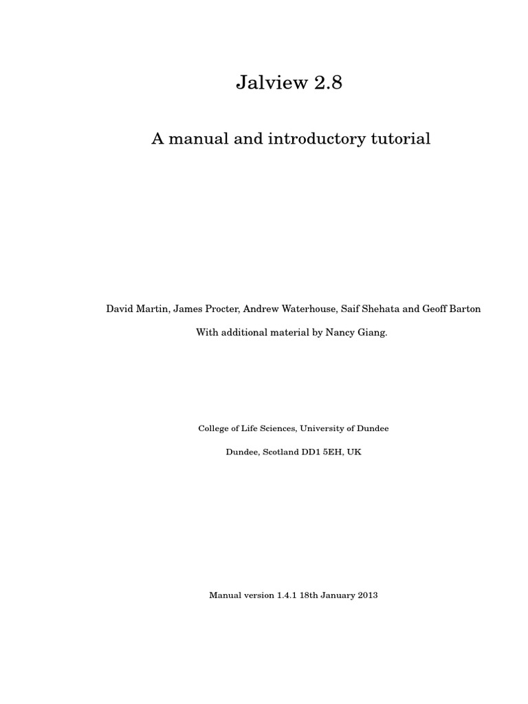 Jalview 2.8: A Manual and Introductory Tutorial | PDF | Sequence Alignment | Software