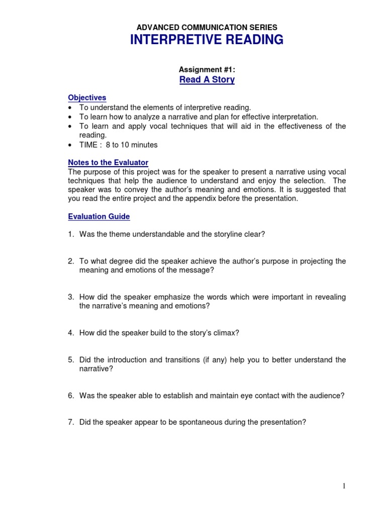 Advanced Manual Project Objectives Interpretive Reading | PDF | Poetry ...