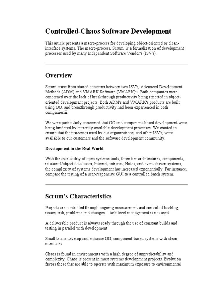 Scrum for ISVs: Embracing Chaos | PDF | Scrum (Software Development ...