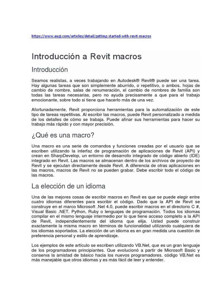 Macros REVIT | PDF | Autodesk Revit | Macro (informática)