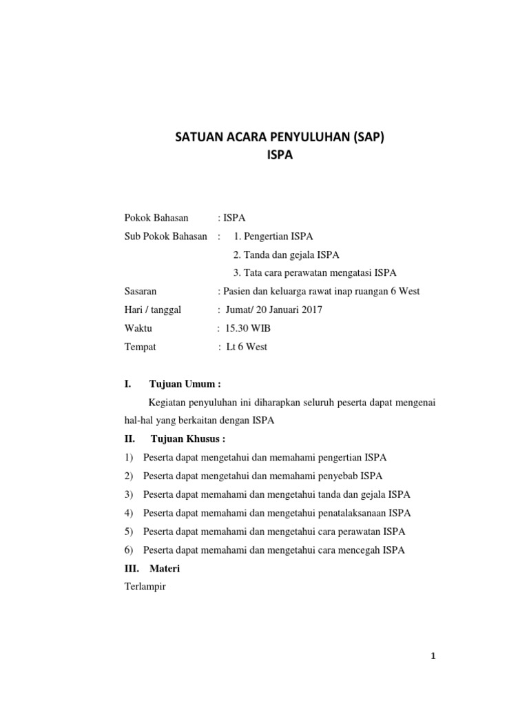 Pokok Bahasan SAP ISPA | PDF