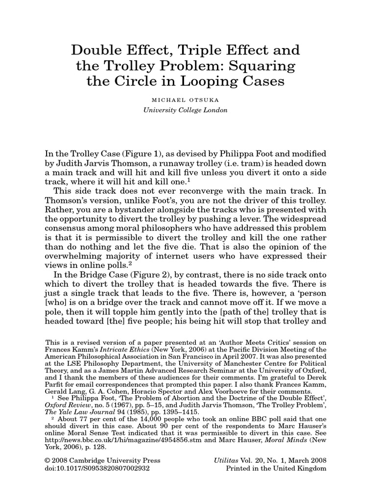 Trolley Problem | PDF | Stereotypes | Social Institutions