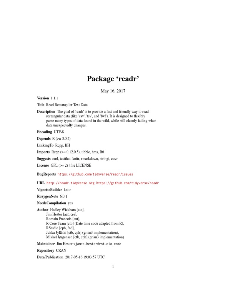 Readr | PDF | Comma Separated Values | Parameter (Computer Programming)