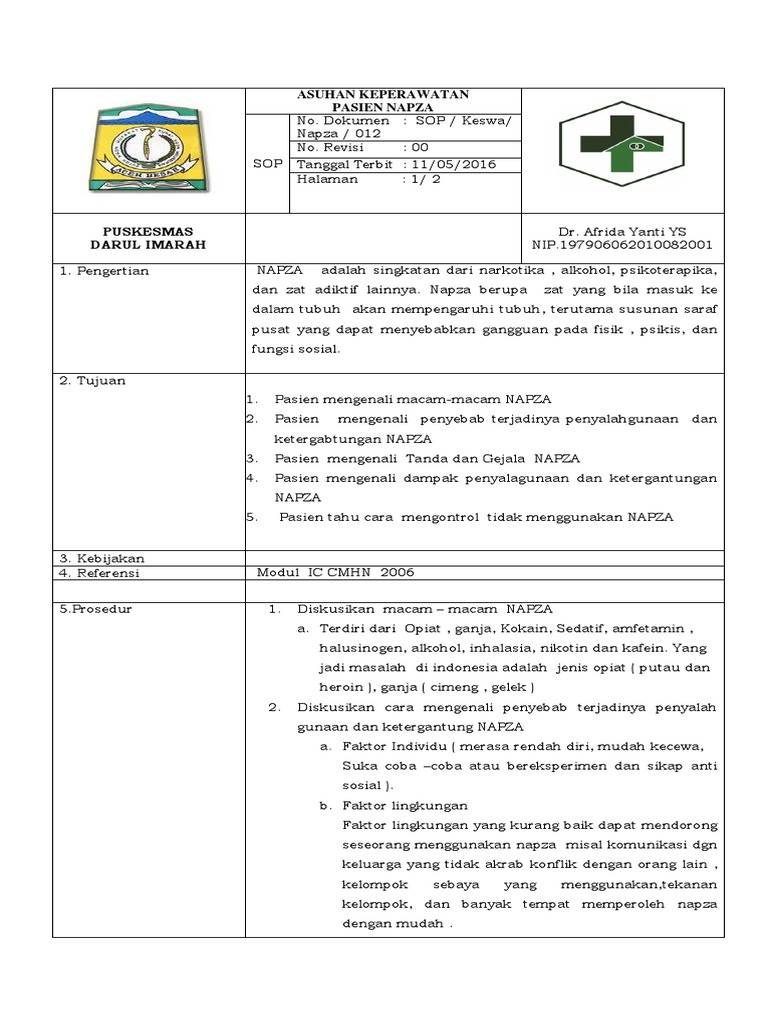 Sop Askep Napza 3 Hal | PDF