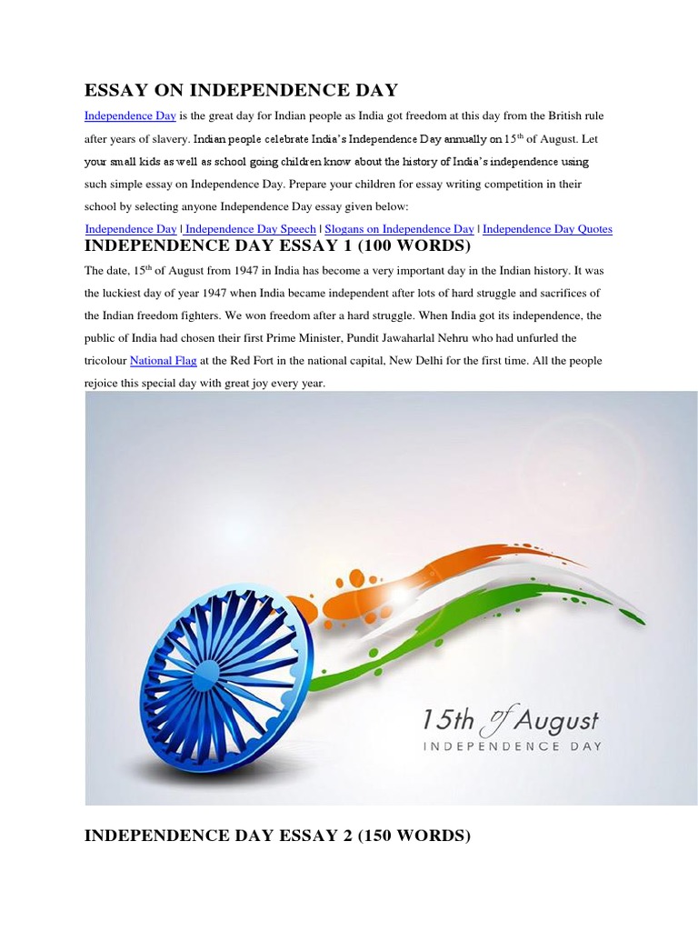 Essay On Independence Day | PDF