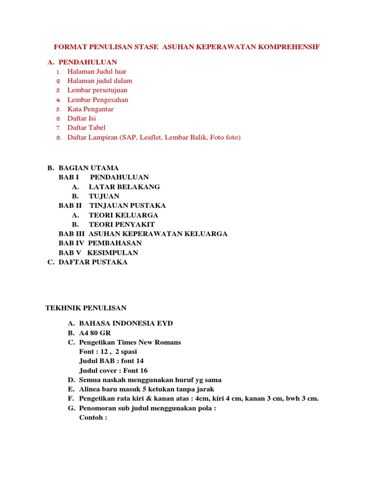 Format Penulisan Stase Asuhan Keperawatan Komprehensif | PDF